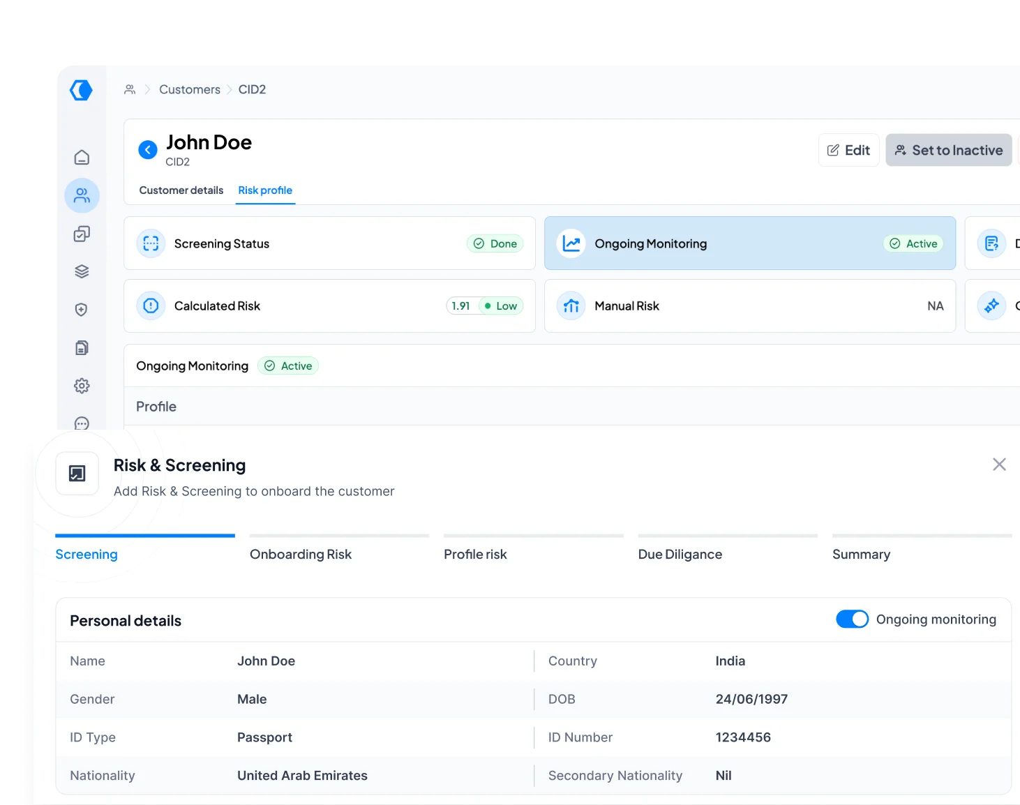 Customer Risk assessment software